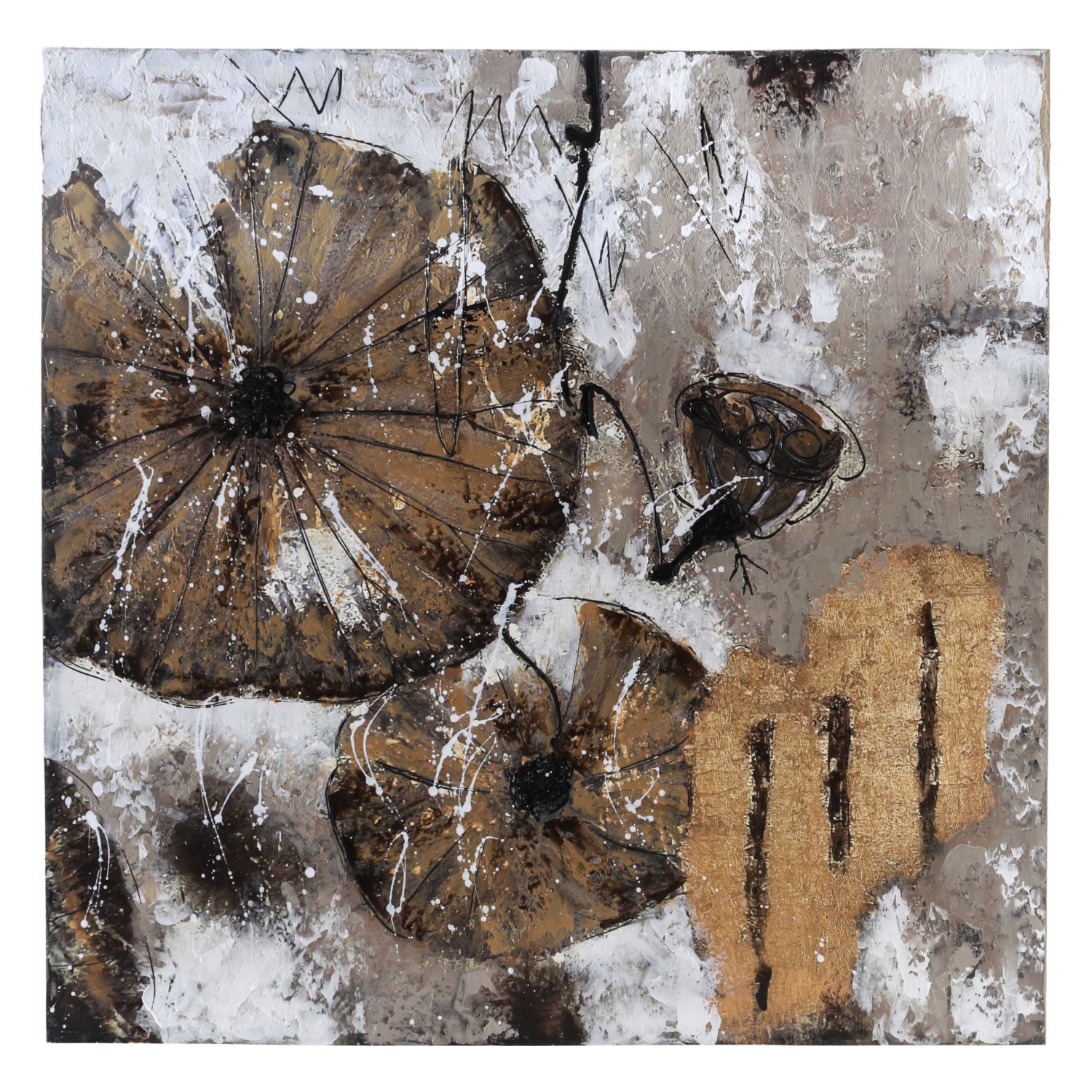 LOTUS BROWN YAĞLIBOYA TABLO 100X100CM | mudo